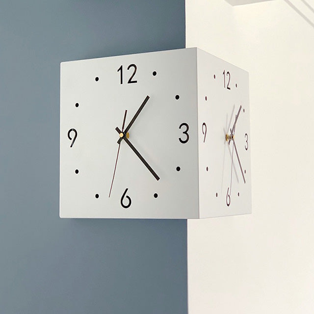 Double-Sided Corner Wall Clock with Light – Modern Creative Two-Face D
