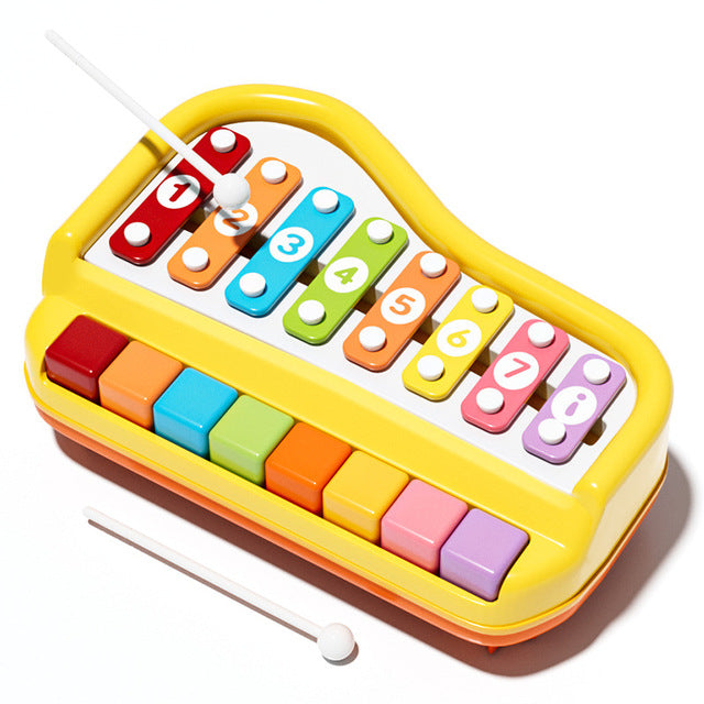 2-in-1 Xylophone & Piano – 8 Keys with Hammer and Song Cards for Kids