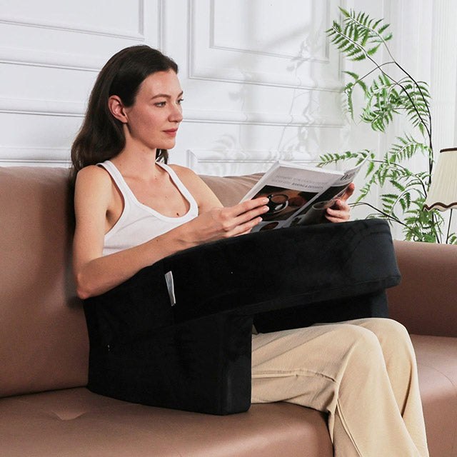 Memory Foam Bed Rest Reading Pillow – Soft Supportive Armrest with Sid